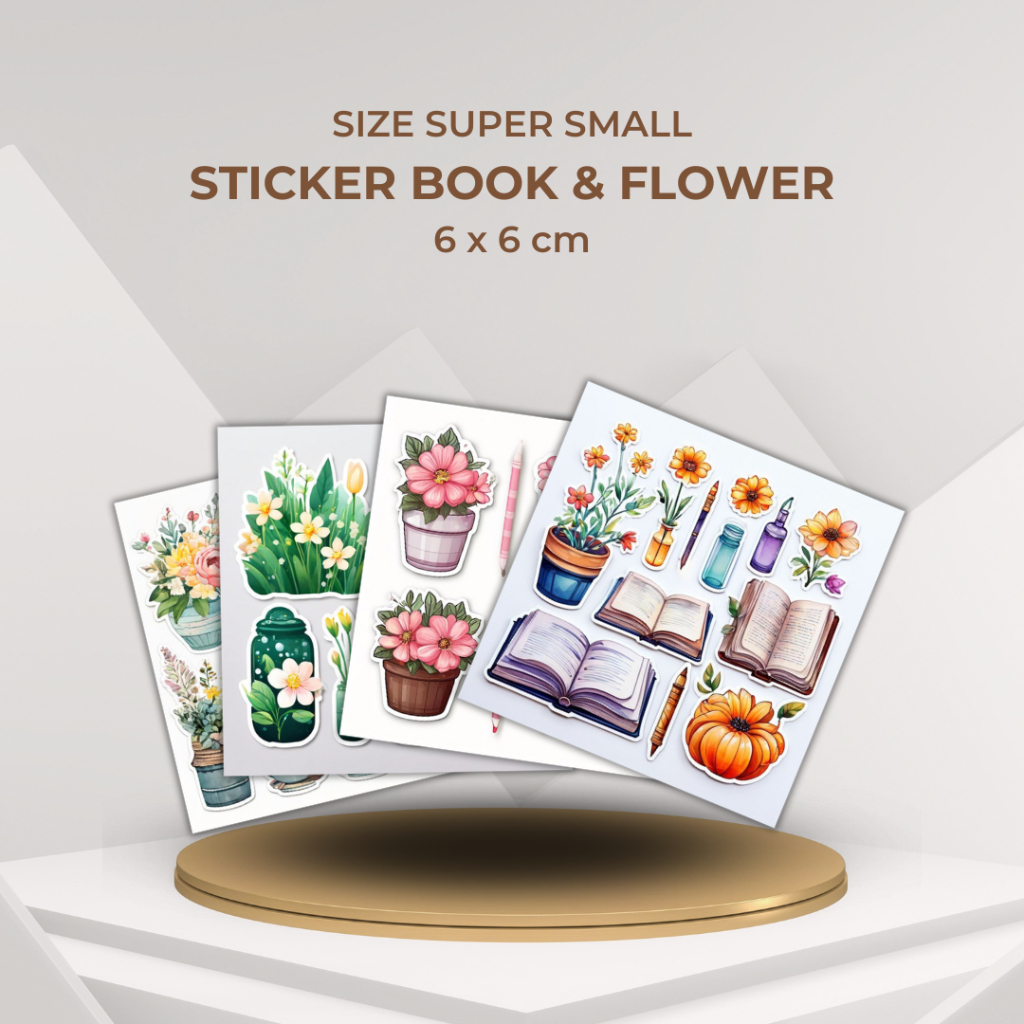 Jual STICKER BOOKS AND FLOWERS AESTHETIC SERIES STIKER DIY SCRAPBOOK ...
