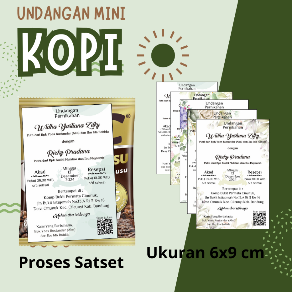 Jual UNDANGAN MINI UKURAN 6X9 CM, UNDANGAN KOPI, UNDANGAN PERMEN ...