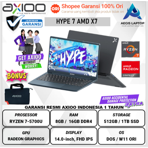 Jual AXIOO HYPE 7 AMD X7 RYZEN 7 5825 16GB 512GB W11 14.0FHD GRY ...