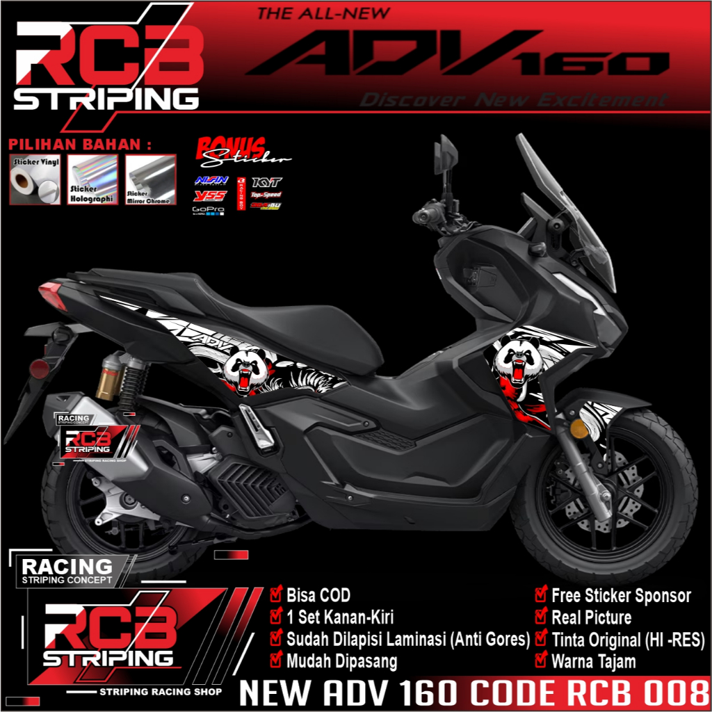 Jual Sticker ADV 160 - STRIPING ADV 160 Striping ADV Desain PANDA ...