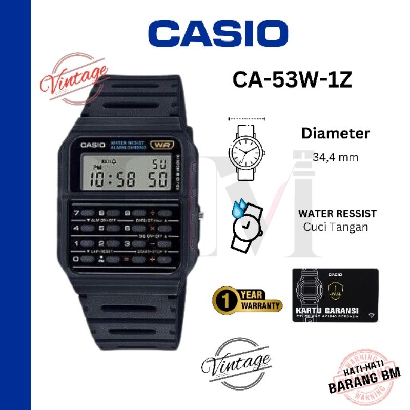 Jual CASIO CA-53W-1Z Jam Tangan Original kalkulator Digital karet Sport Antiair CA-53W-1ZDR CA53 ...