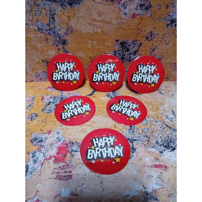Jual Sticker Happy Brithday Desain Bulat Merah Ukuran 5,5cm | Shopee ...