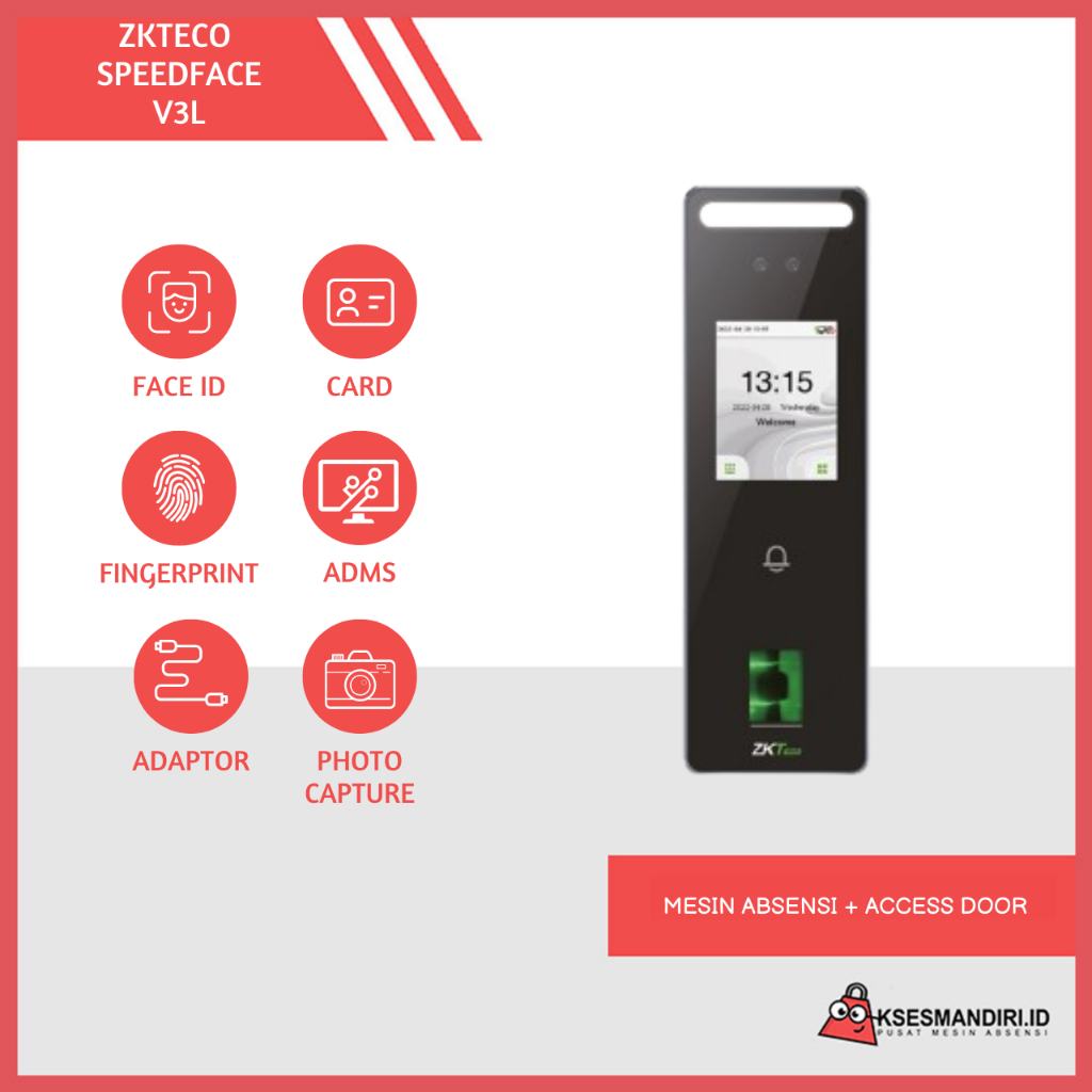 Jual ZKTeco Mesin Absensi FIngerprint Access Door Wajah Speedface V3L | Shopee Indonesia