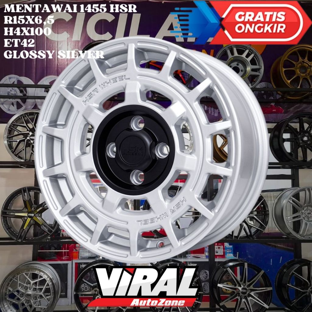 Jual Velg Mobil Ring 15 HSR MENTAWAI R15 LEBAR 6,5 LUBANG 4 PCD 4X100 ...