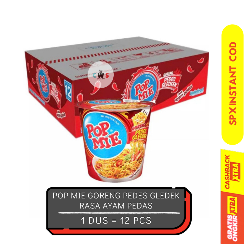 Jual POP MIE GORENG PEDES GLEDEK Rasa Ayam Pedas Instan Cup Jumbo - 1 ...
