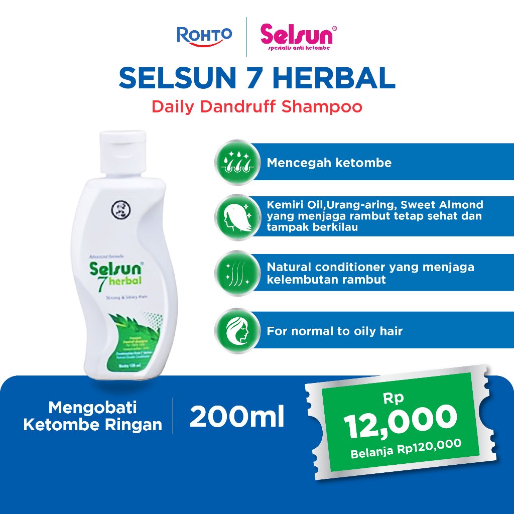 Jual Selsun Shampoo 7 Herbal Premium Dandruff Shampoo - 200 ml (Anti ...