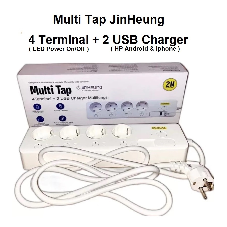 Jual Multi Tap Jinheung ( 4 Terminal + 2 USB Charger ) Colokan Listrik ...