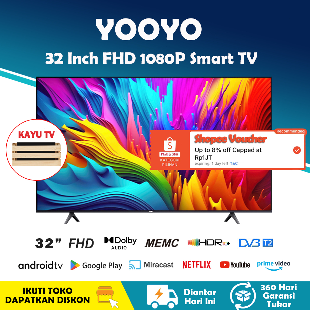 Jual YOOYO Smart TV 32 Inch - Android 12 - FHD - HDR 10 - Dolby Audio ...