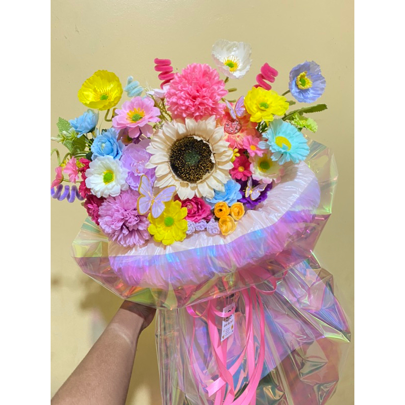 Jual Round Buket / Korean look buket / buket bunga artificial | Shopee ...