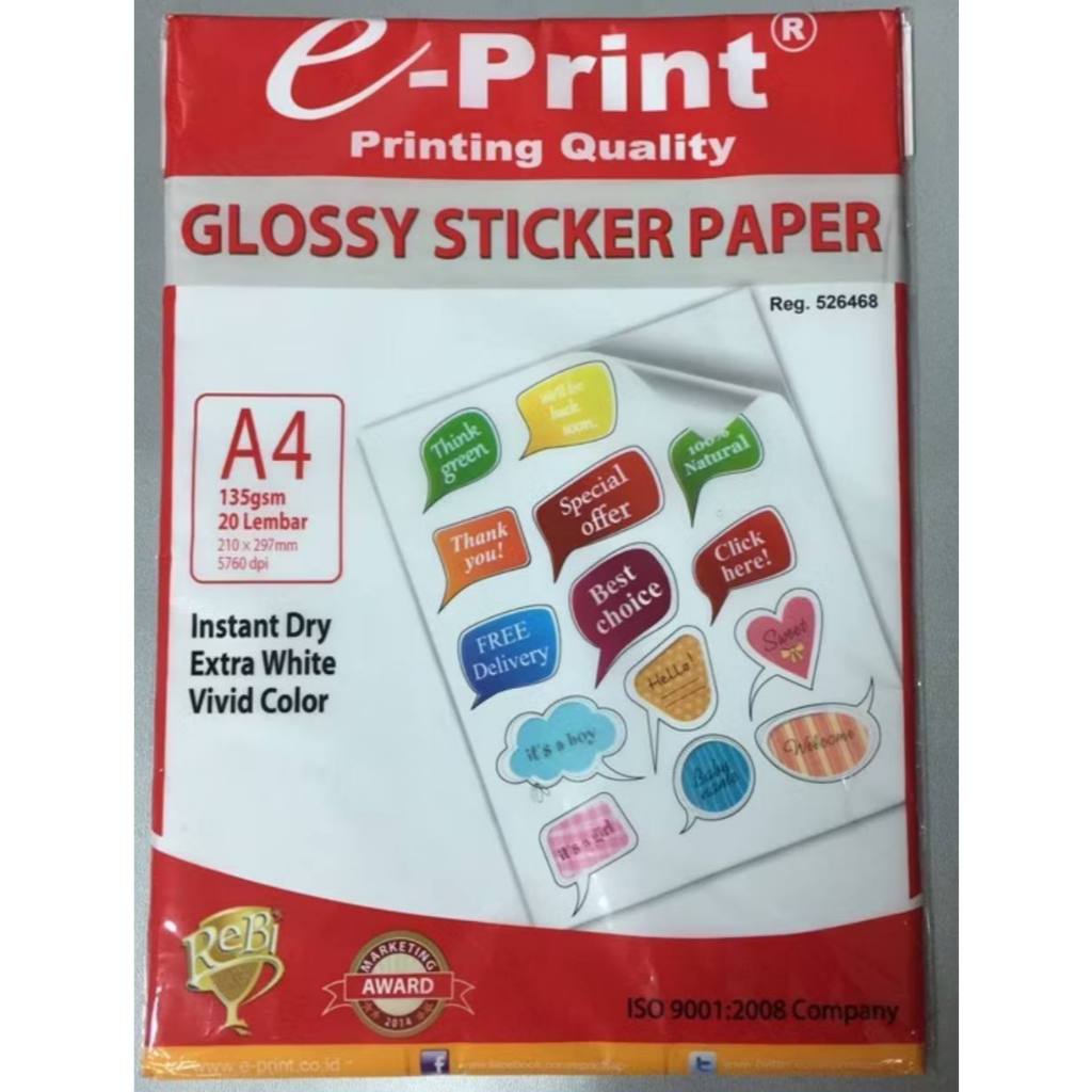Jual Kertas Sticker e-Print Sticker Glossy Paper 135 gsm | Shopee Indonesia