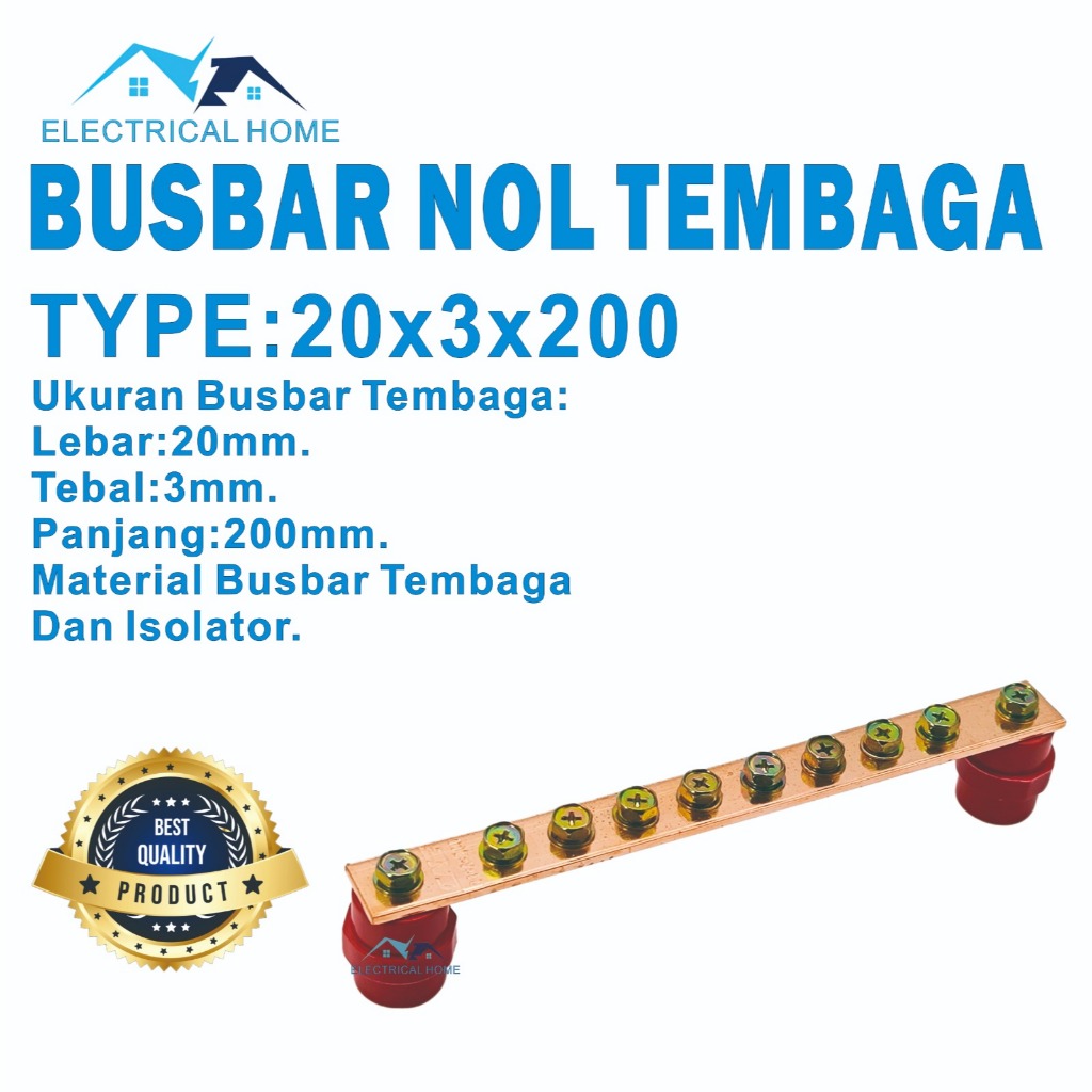 Jual Busbar Tembaga 20 x 3 x 200 Terminal Nol 8 Baut SM-800 | Shopee ...