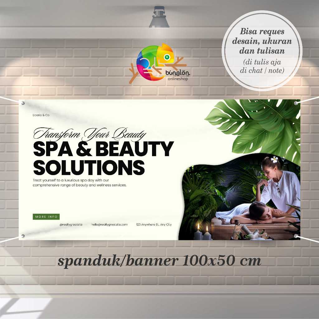 Jual Cetak Spanduk Banner Green Simple Spa & Beauty Medium | Shopee ...