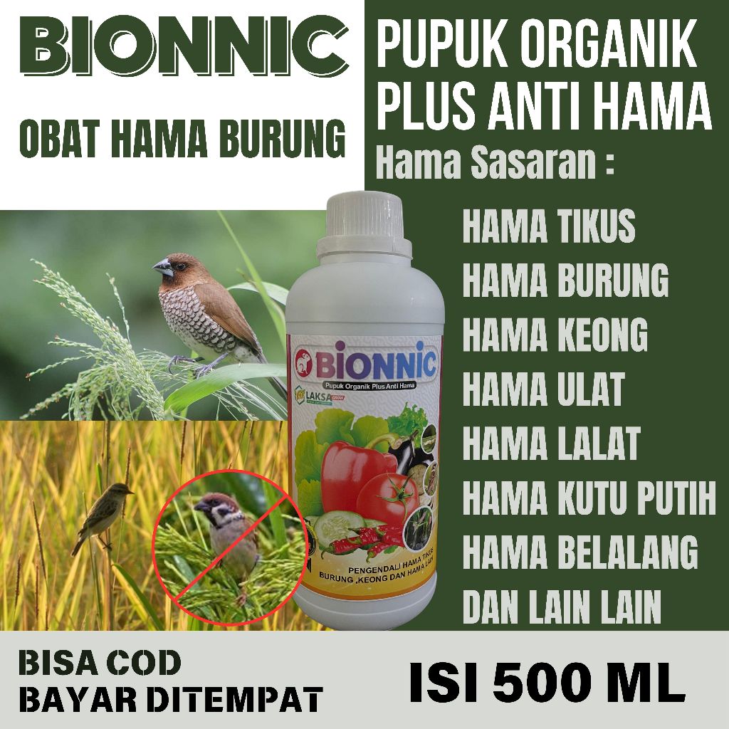 Jual PROMO BIONNCI Obat Pengusir Hama Burung Padi Sawah - Obat Pembasmi ...