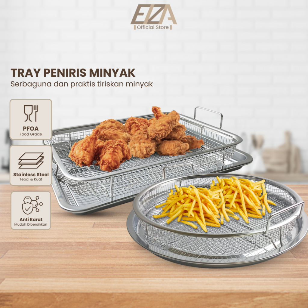 Jual EIZA Nampan Tray Peniris Minyak Stainless Steel Warna Silver ...