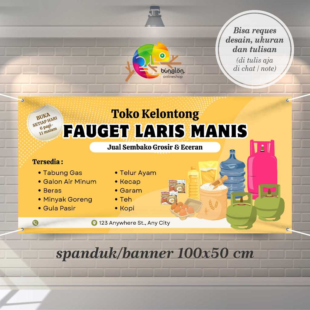 Jual Cetak Spanduk Banner kuning hitam simpel bisnis toko sembako ...