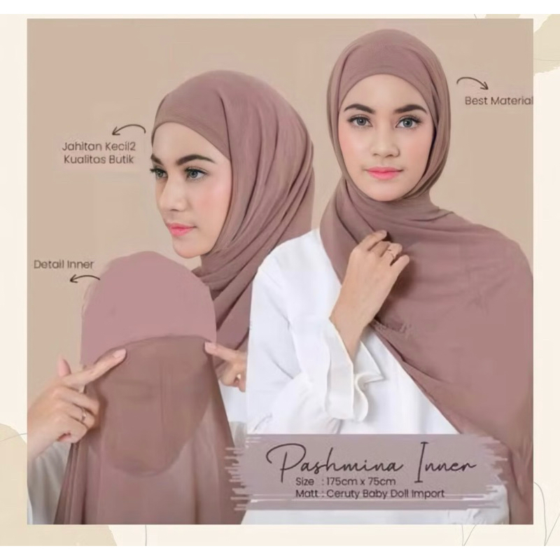 Jual Pashmina Inner 2 IN 1 Premium/ Pashmina inner ceruti | Shopee ...
