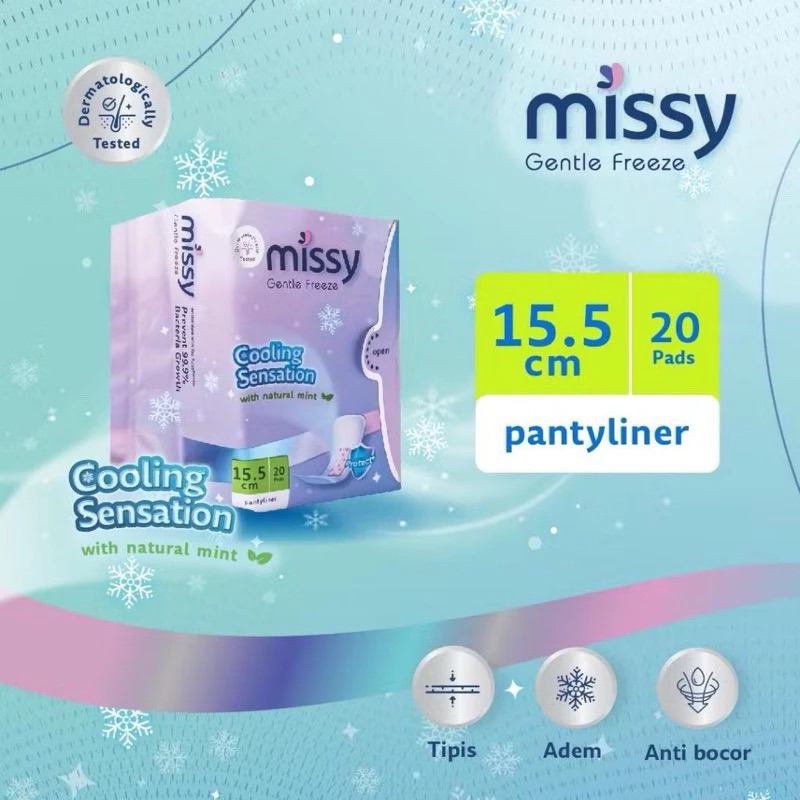Jual MISSY GENTLE FREEZE GF Pantyliner (155mm | 20 Pads | Non Wings ...