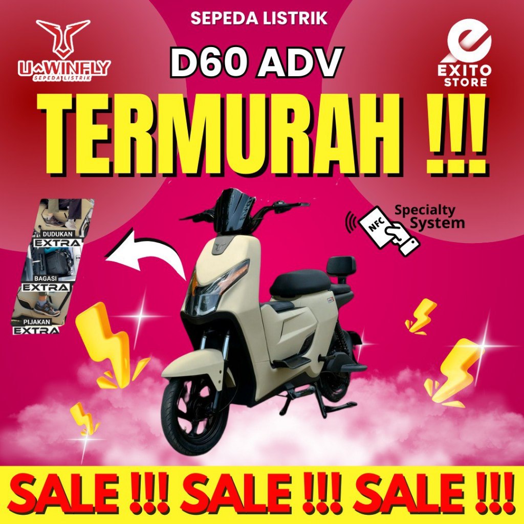 Jual Sepeda Listrik Uwinfly D60 Garansi Resmi - D60 ADV | Shopee Indonesia