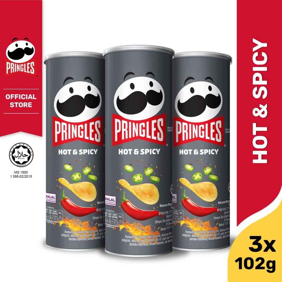 Jual [BUNDLE 3pcs] Pringles Hot Spicy Keripik 102gr | Shopee Indonesia