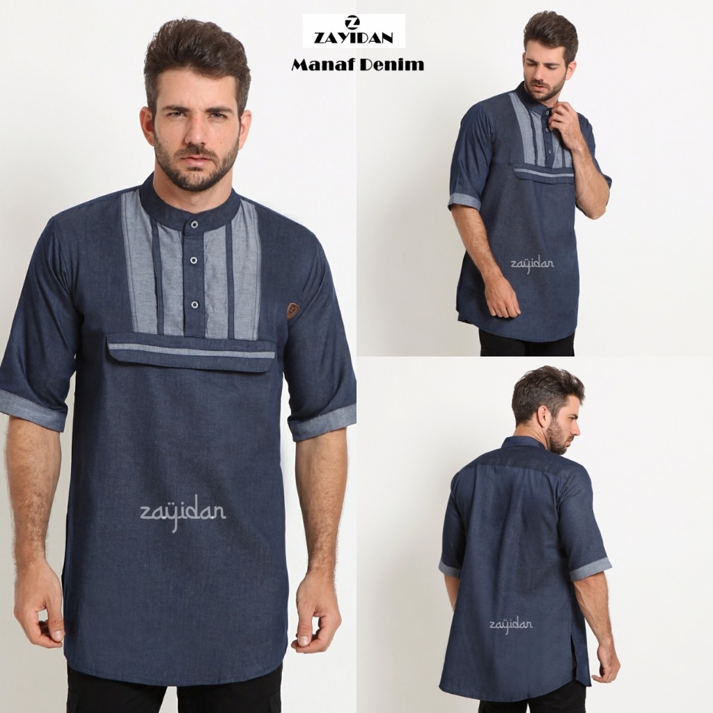 Jual Baju Koko TERBARU - Gamis Pria Manaf - Zayidan - Denim | Shopee ...