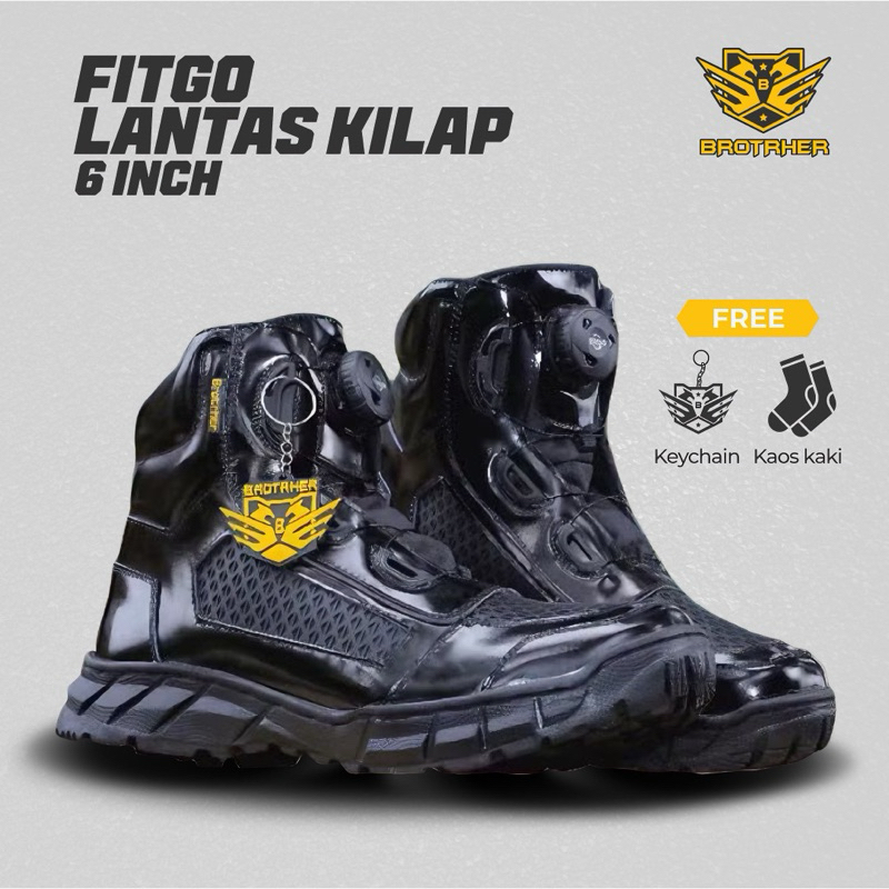 Jual BROTRHER Fitgo sepatu Lantas Kulit Kilap Sepatu Pdh 6 Inch ...