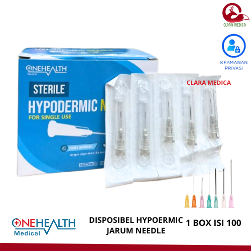 Jual Jarum Disposable Needle Hypodermic Syringe Onehealth Ukuran 18 23 25 26 27 30 G Box isi ...
