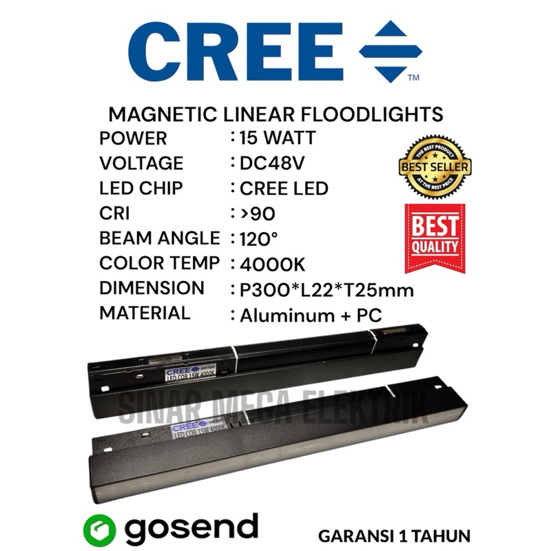 Jual LED MAGNETIC TRACK LIGHT FLOOD LIGHT 4000K 15W REL MAGNETIC 15WATT ...