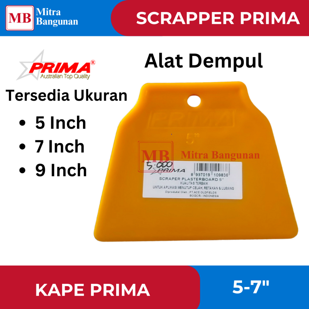 Jual PRIMA SCRAPPER / SKRAP / KAPE PLASTIK ALAT DEMPUL 5 INCH | 7 INCH ...