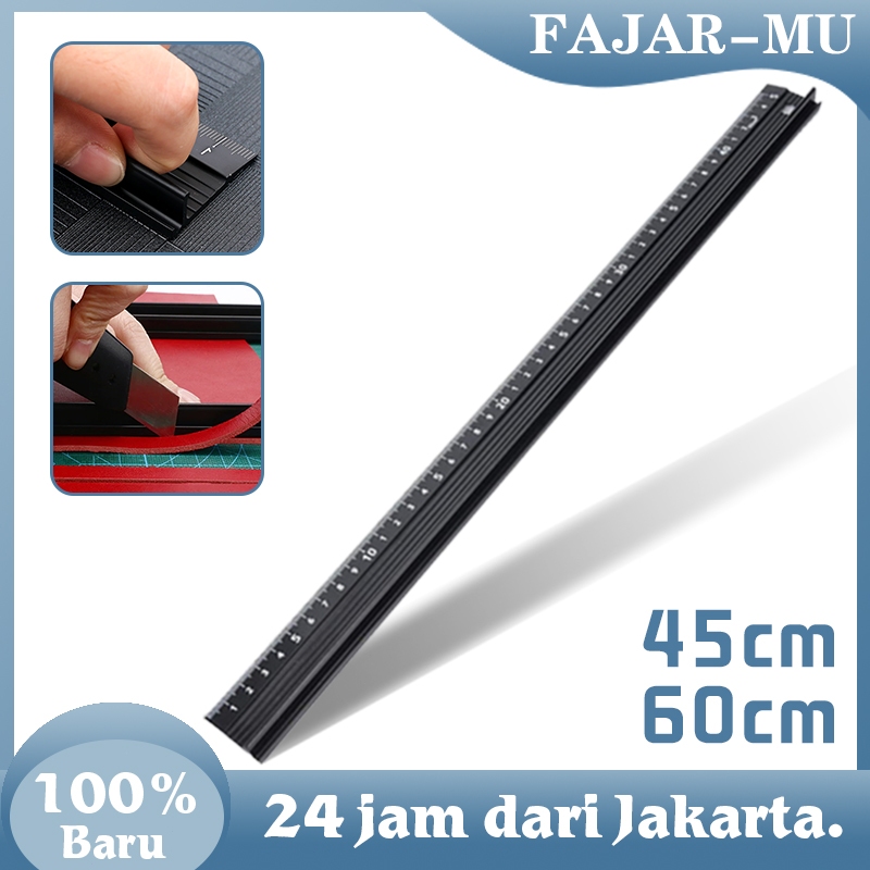Jual Penggaris Lurus Aluminum Alloy Anti Slip Safety Cutting Ruler ...
