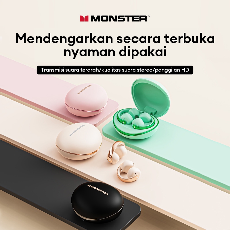 Jual Monster XKT30 OWS Ear Clip Wireless Bluetooth 5.4 Headsets Super ...