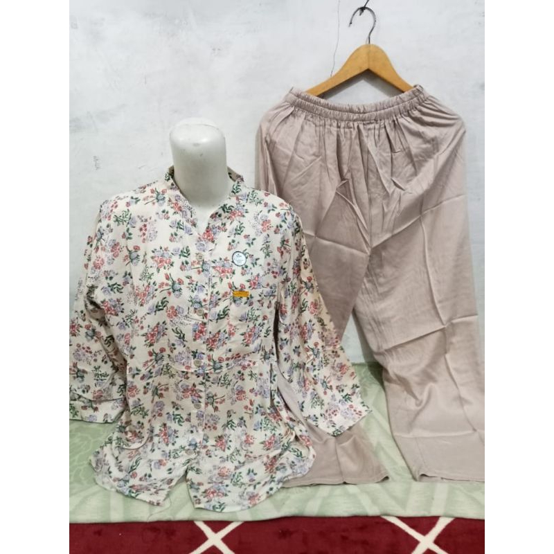 Jual Onesett bahan Rayon tuil /motif bunga-bunga LD -+115cm | Shopee ...