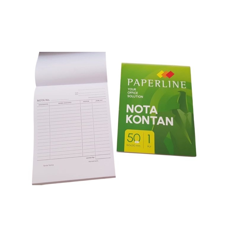 Jual NOTA KONTAN BESAR 1 PLY NCR PAPERLINE 50 set 160mmx210mm GROSIR ...
