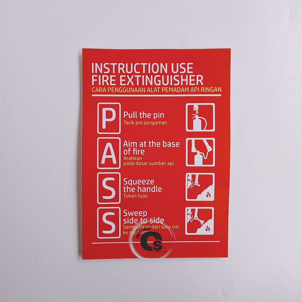 Jual Stiker Instruction Use Fire Extinguisher - Penggunaan APAR - PASS ...