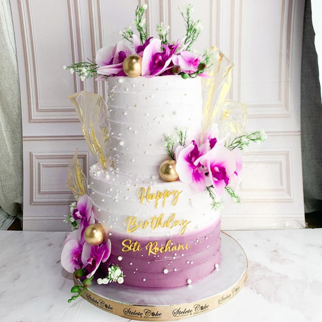 Jual Kue Ulang Tahun/Birthday Cake Tema Bunga Anggrek Purple/Kue ...