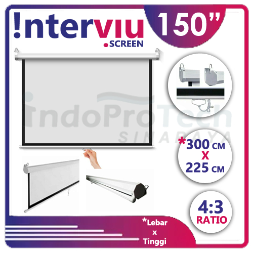 Jual Layar Proyektor Manual 150 inch Rasio 4:3 | Interviu Screen ...