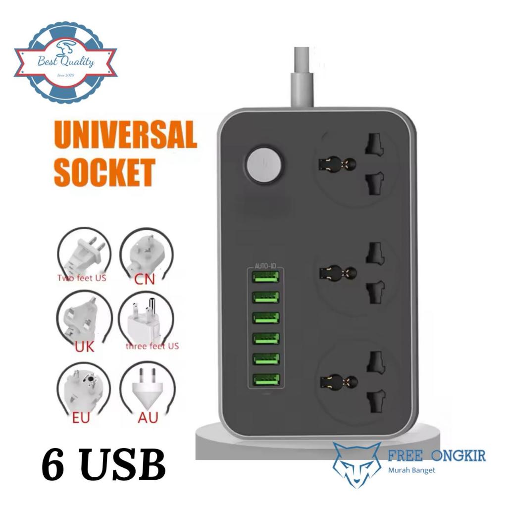 Jual Stop Kontak Colokan Multiguna Multifungsi Kabel Power Socket High Quality 2 3 6 USB PORT ...