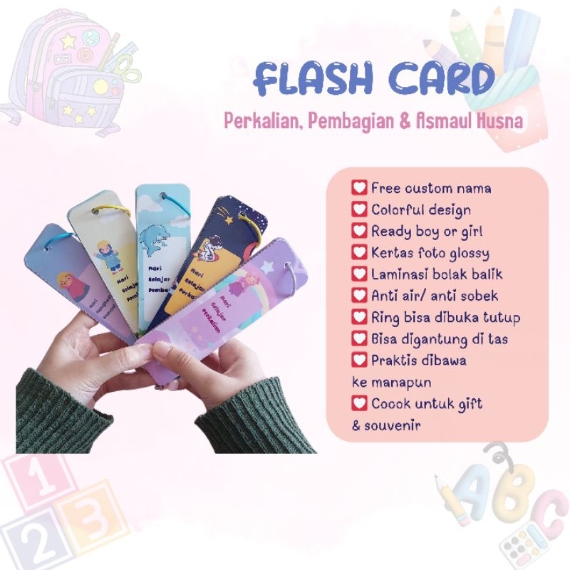 Jual Flashcard perkalian pembagian asmaul husna | flashcard custom ...