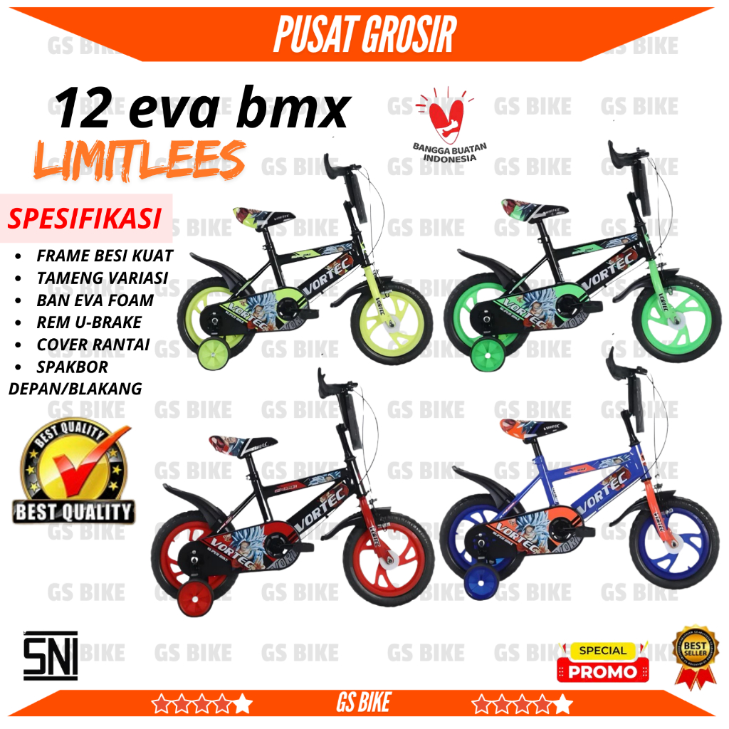 Jual SEPEDA BMX ANAK LAKI UKURAN 12 EVA LIMITLESS VORTEC BAN EVA / BUSA ...