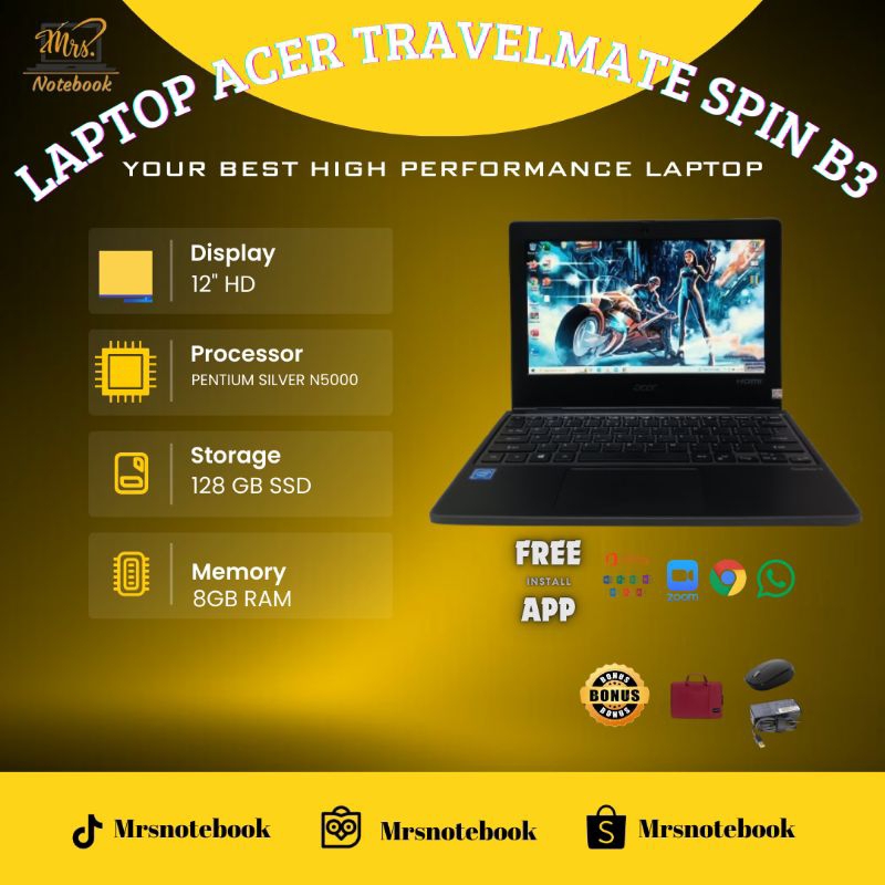 Jual Laptop Acer Travelmate Spin B3 Intel Pentium Silver Ram 8GB SSD ...