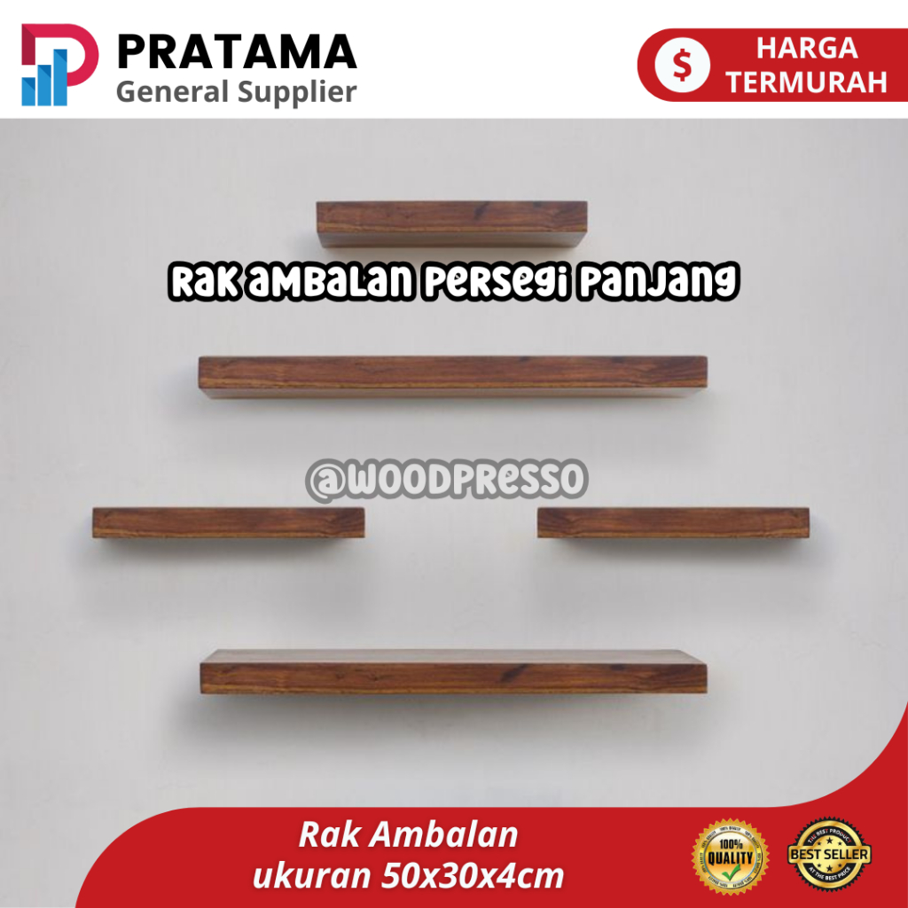 Jual Rak Ambalan Dinding Minimalis 50cm x 30cm Rak Buku Kayu Tempel ...