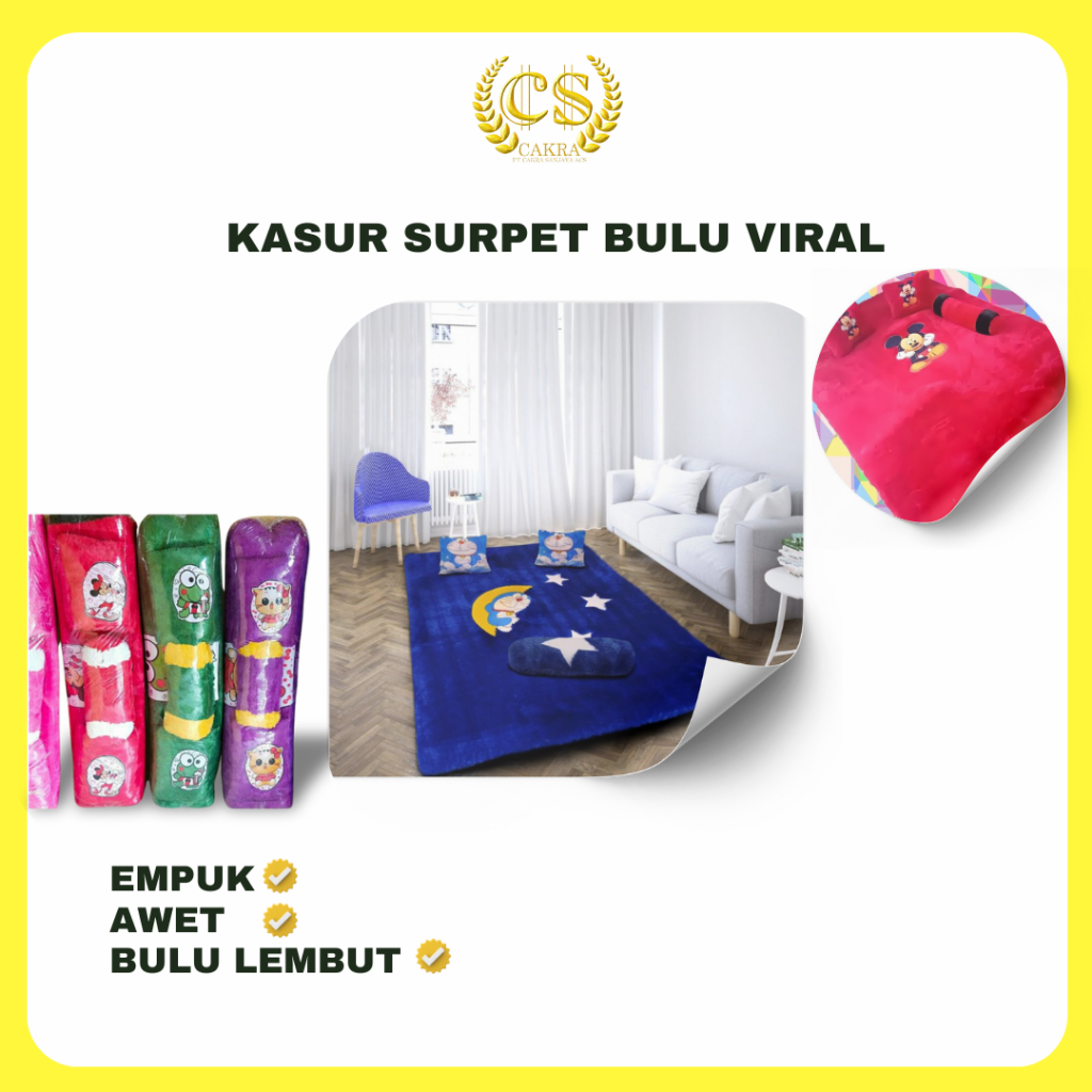 Jual CS Kasur Surpet Bulu Viral / Matras Lantai NON Led Karakter 1 set ...