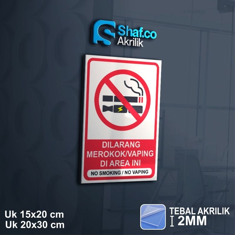 Jual AKRILIK SIGN BOARD DILARANG MEROKOK // ACRYLIC NO SMOKING // RAMBU ...