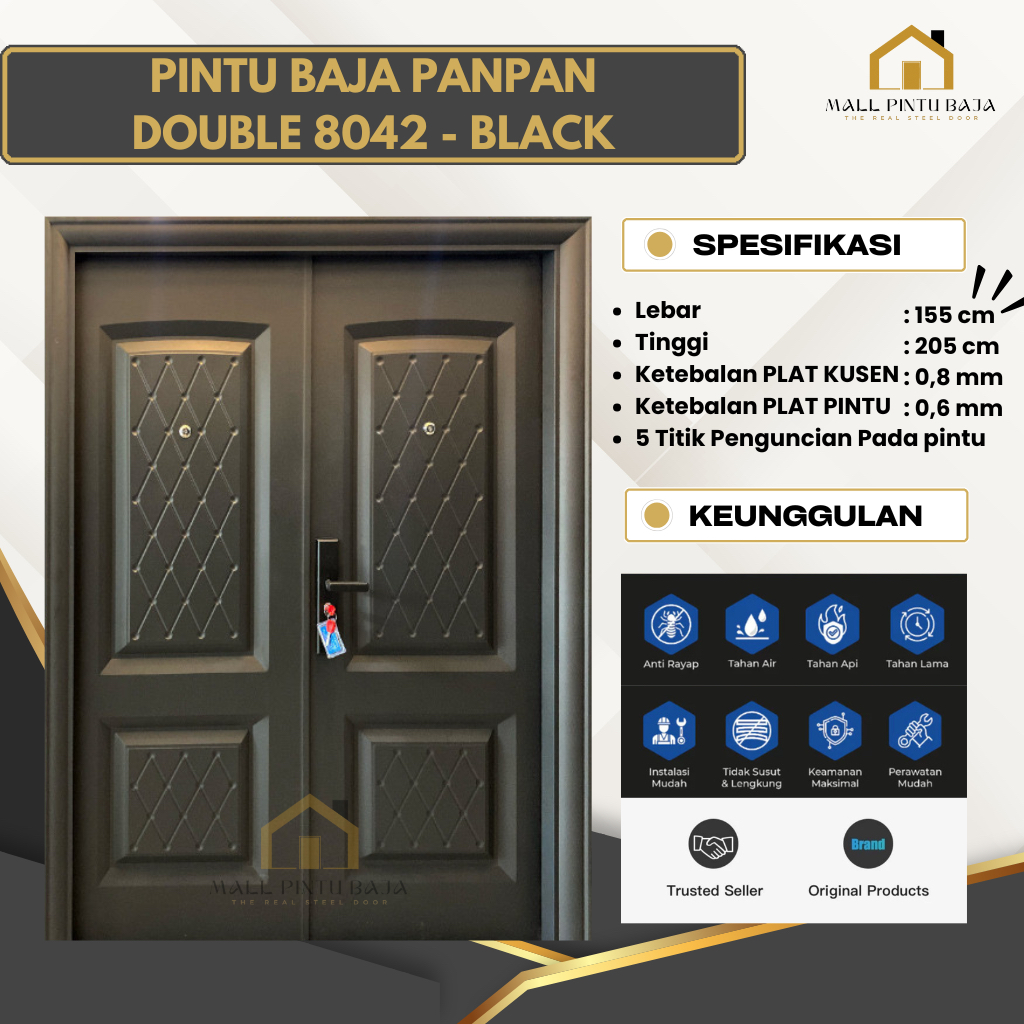 Jual MALL PINTU BAJA - SET PINTU BAJA HITAM PANPAN DOUBLE 88X205CM ...