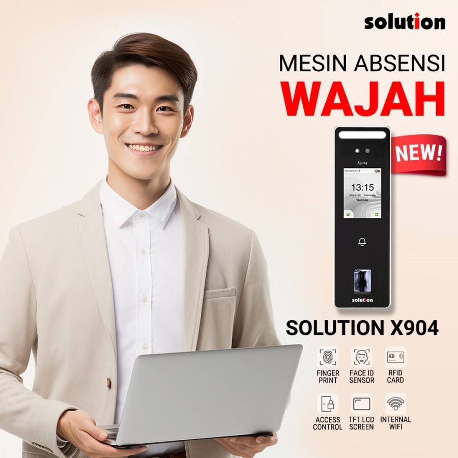 Jual Solution x904 Mesin Absensi Wajah Support Access Control WIFI Access Door Fingerprint ...
