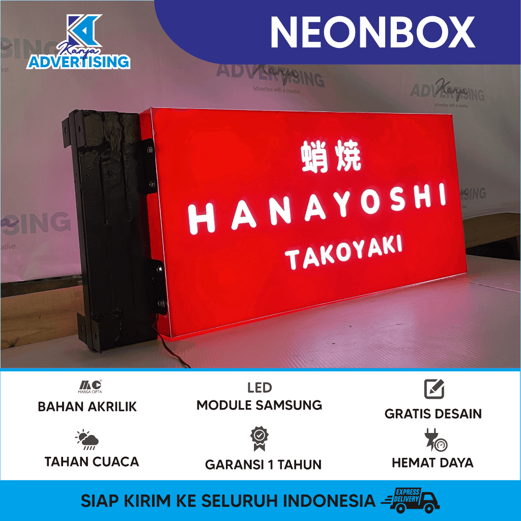Jual Neonbox Kotak Custom Bebas Desain Gambar Ukuran Menyala Terang LED ...
