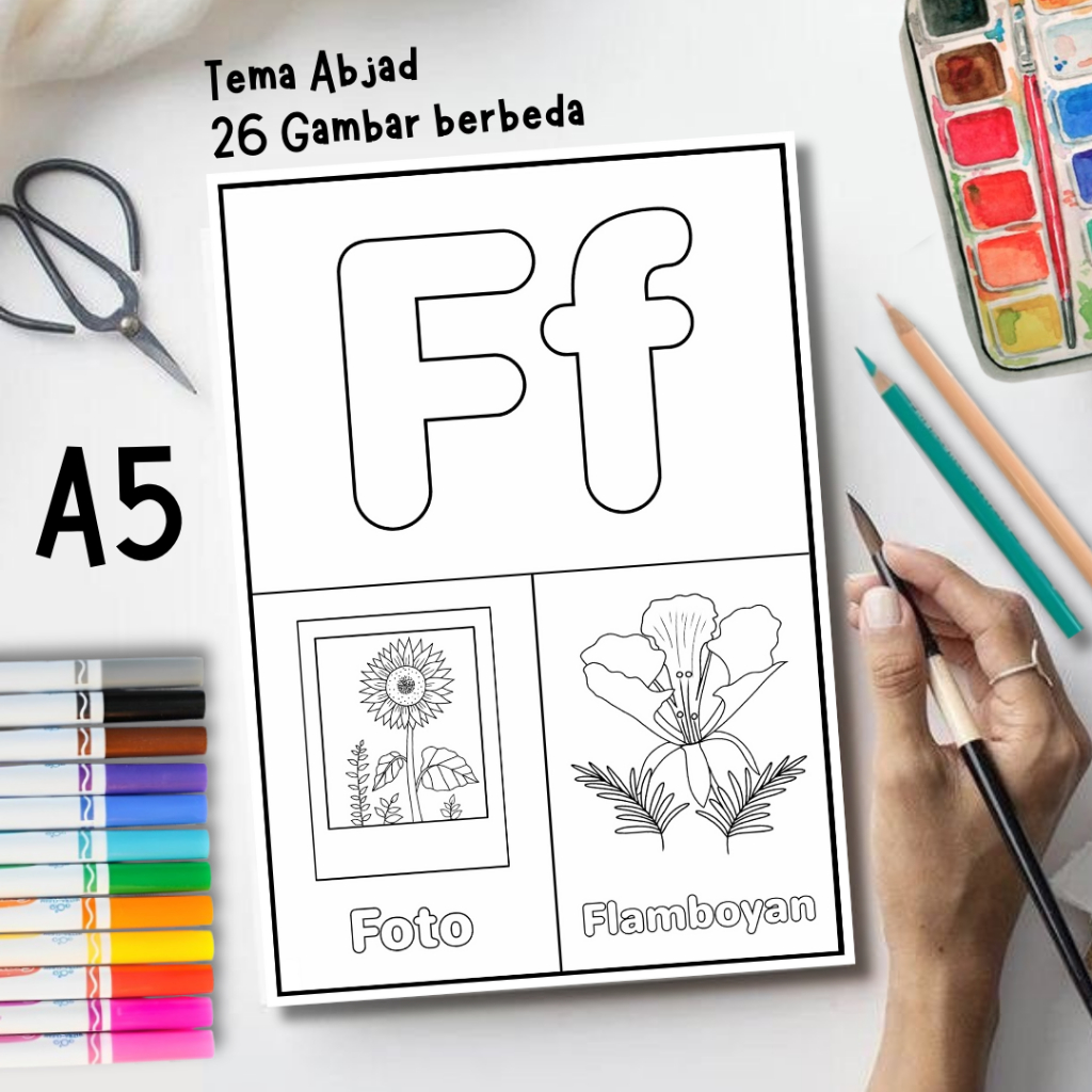 Jual 26 Gambar Kertas mewarnai anak / Coloring / Sketsa Tema Abjad ...
