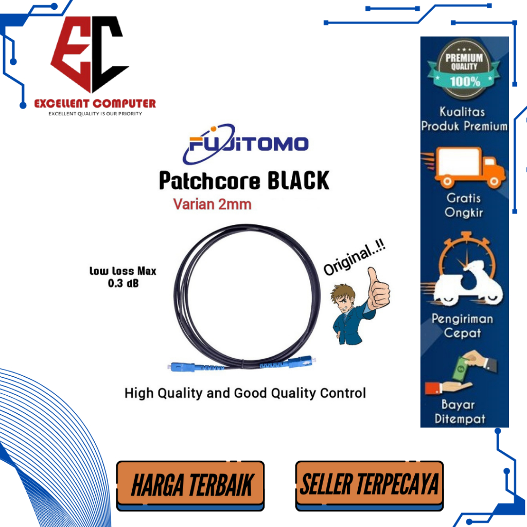 Jual Patchcore - Patchord Fiber Optic FUJITOMO Black - 2mm | Shopee Indonesia