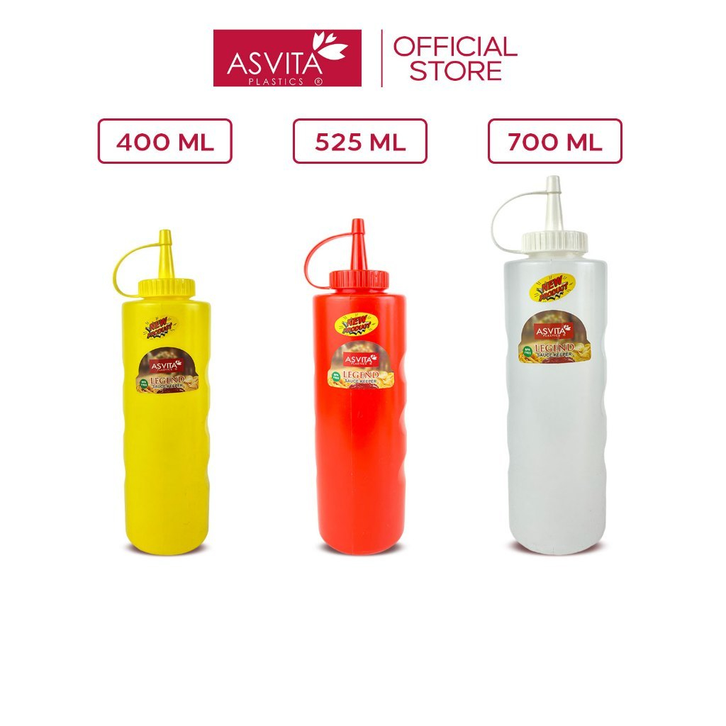 Jual ASVITA Botol Saus Legend 400 ML, 525 ML, 700 ML - 6 PCS Mix Warna Campur Sauce Keeper Food ...
