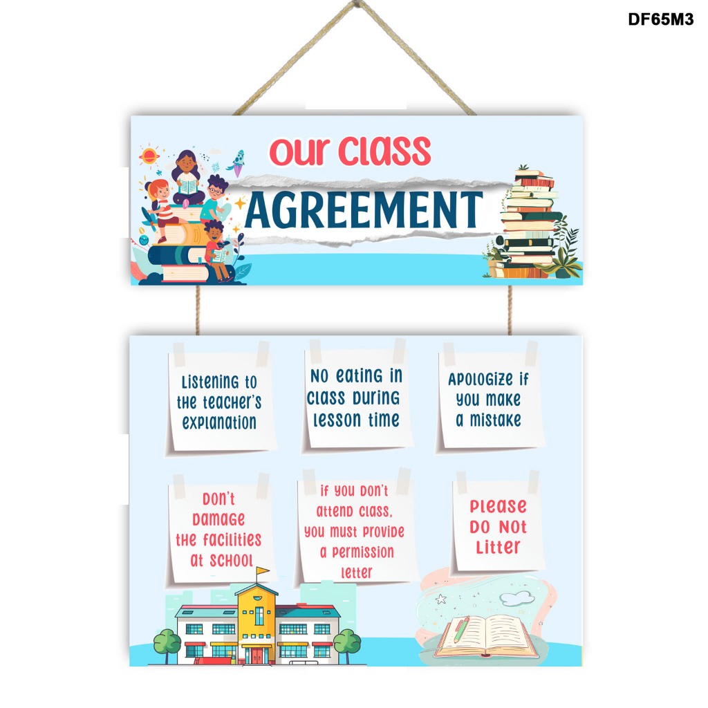 Jual Hiasan dinding OUR CLASS AGREEMENT 2 susun pajangan dinding kesepakatan kelas menarik ...