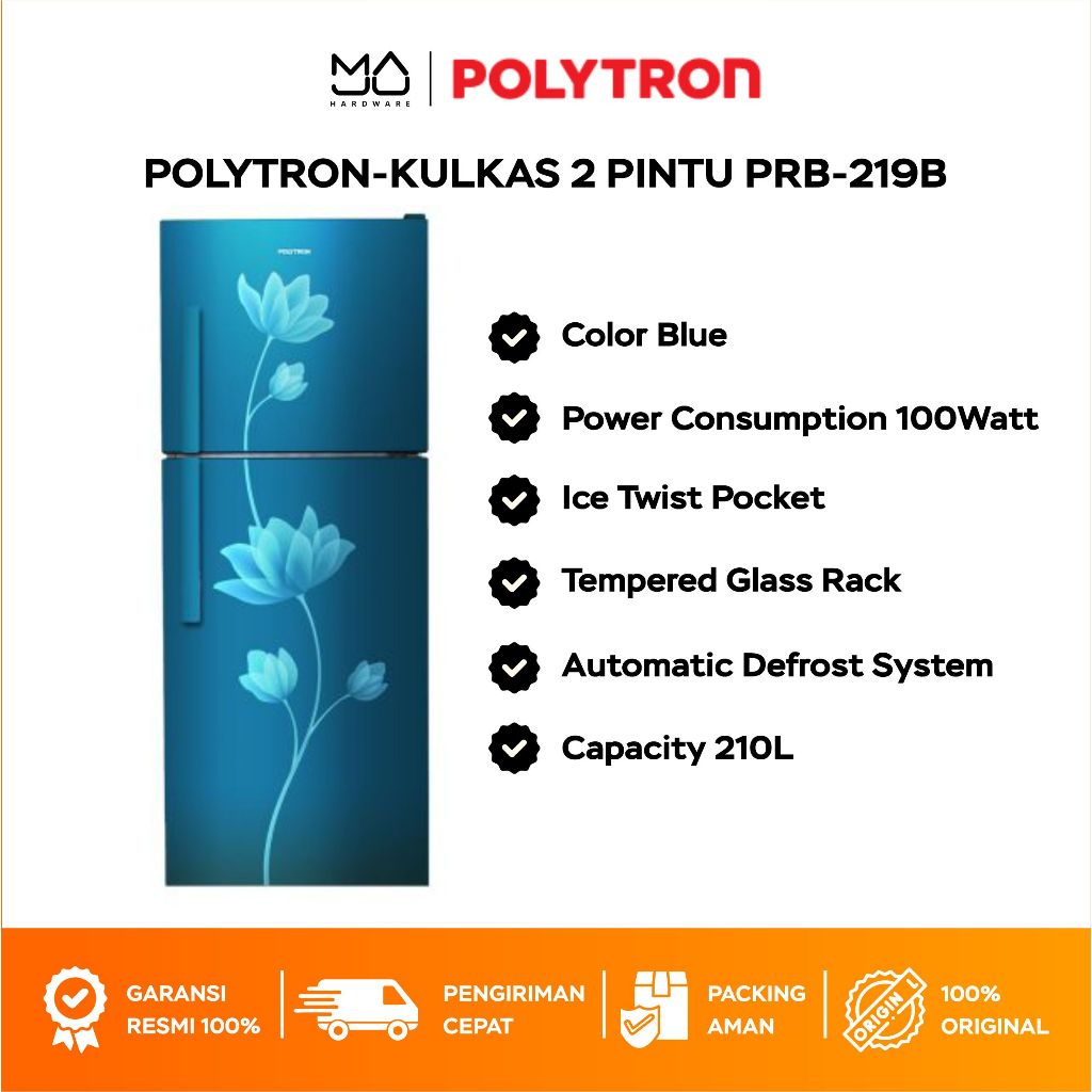 Jual POLYTRON Kulkas 2 Pintu Metallic 210 liter PRB 219B - Garansi ...